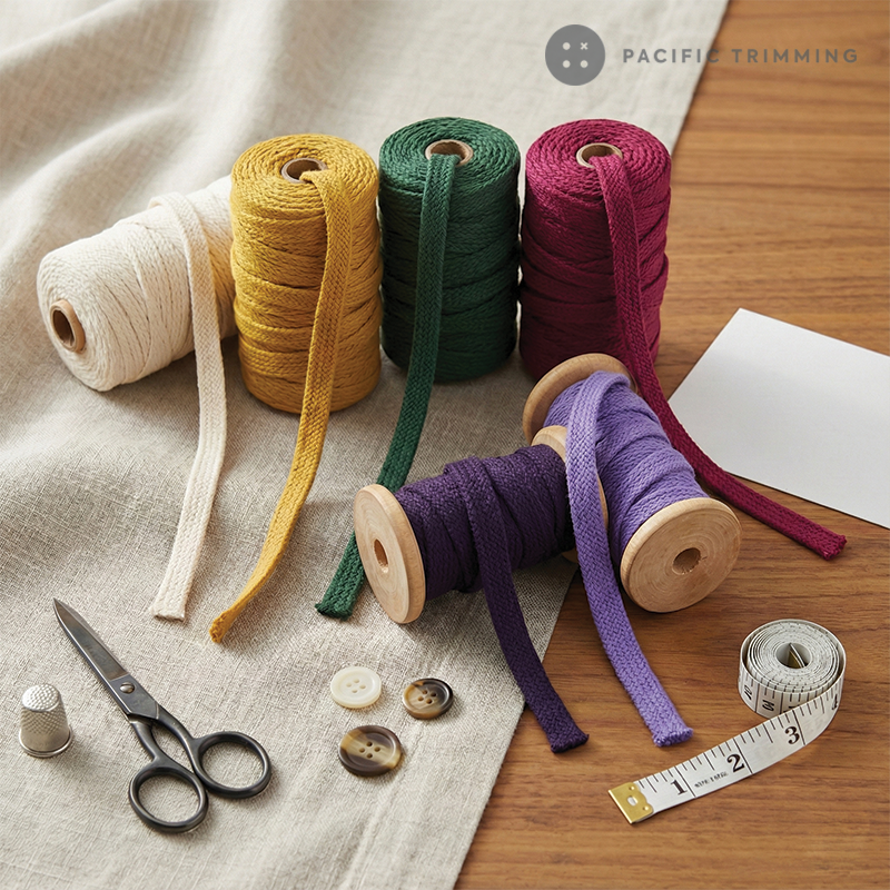 3/8" Cotton Flat Drawstring Cord Multiple Colors – Pacific Trimming