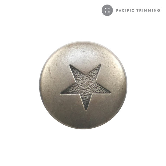 Star Engraved Matte Silver Metal Shank Button – Pacific Trimming